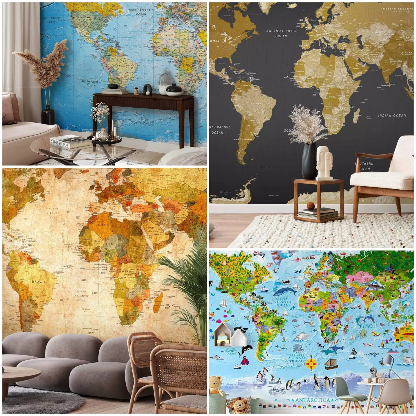 World map wallpapers: geopolitical, retro, children's, abstract ...