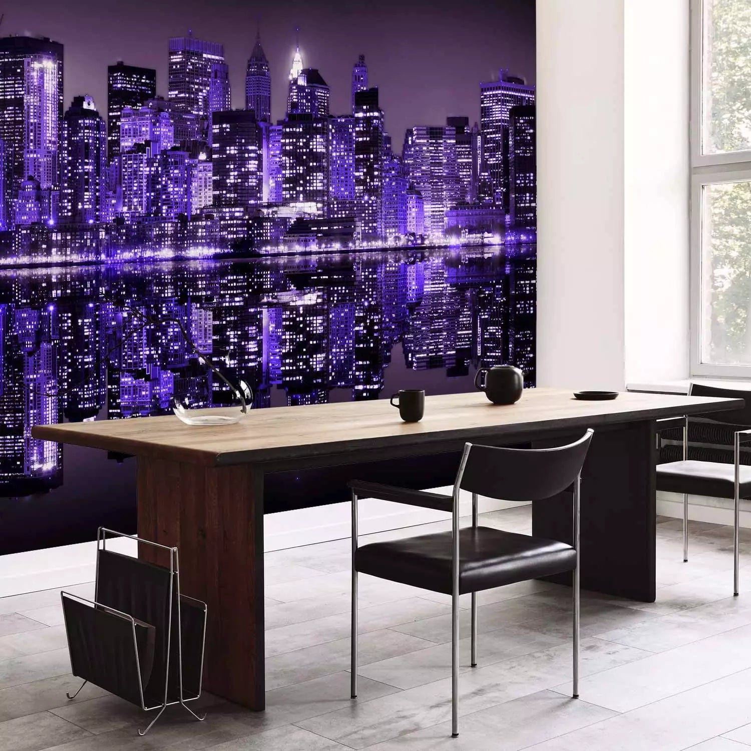 Lielformāta fototapetes - Ņujorka violeta krāsā, 550x270 cm ...