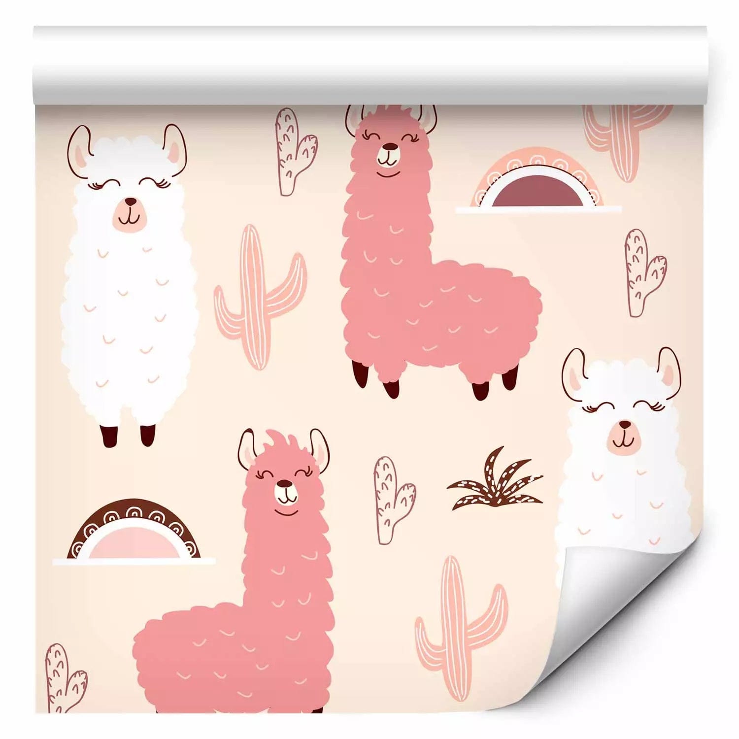 Wallpaper for children's room - Smiling llamas, 127183, pink ...