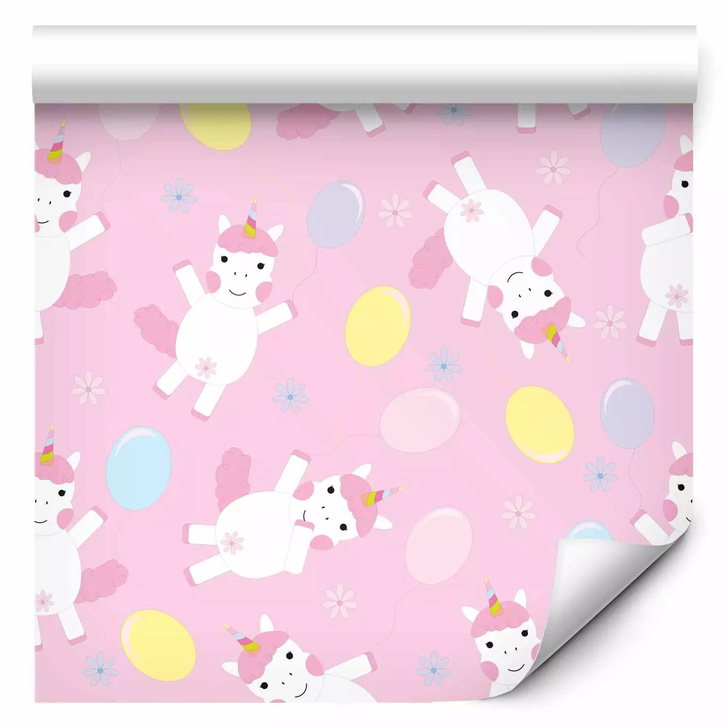Wallpaper for children's room - Unicorns with balloons, 108336, pink ...