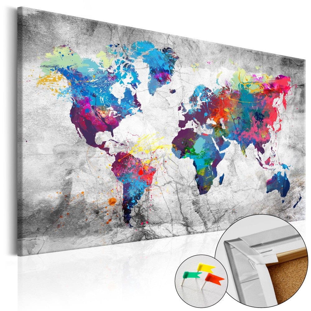 World Map: Gray background [cork whiteboard] – Tapetenshop.lv